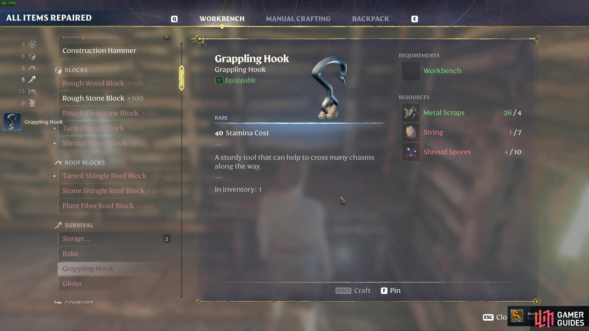 How to Craft the Grappling Hook - Workbench - Crafting | Enshrouded ...