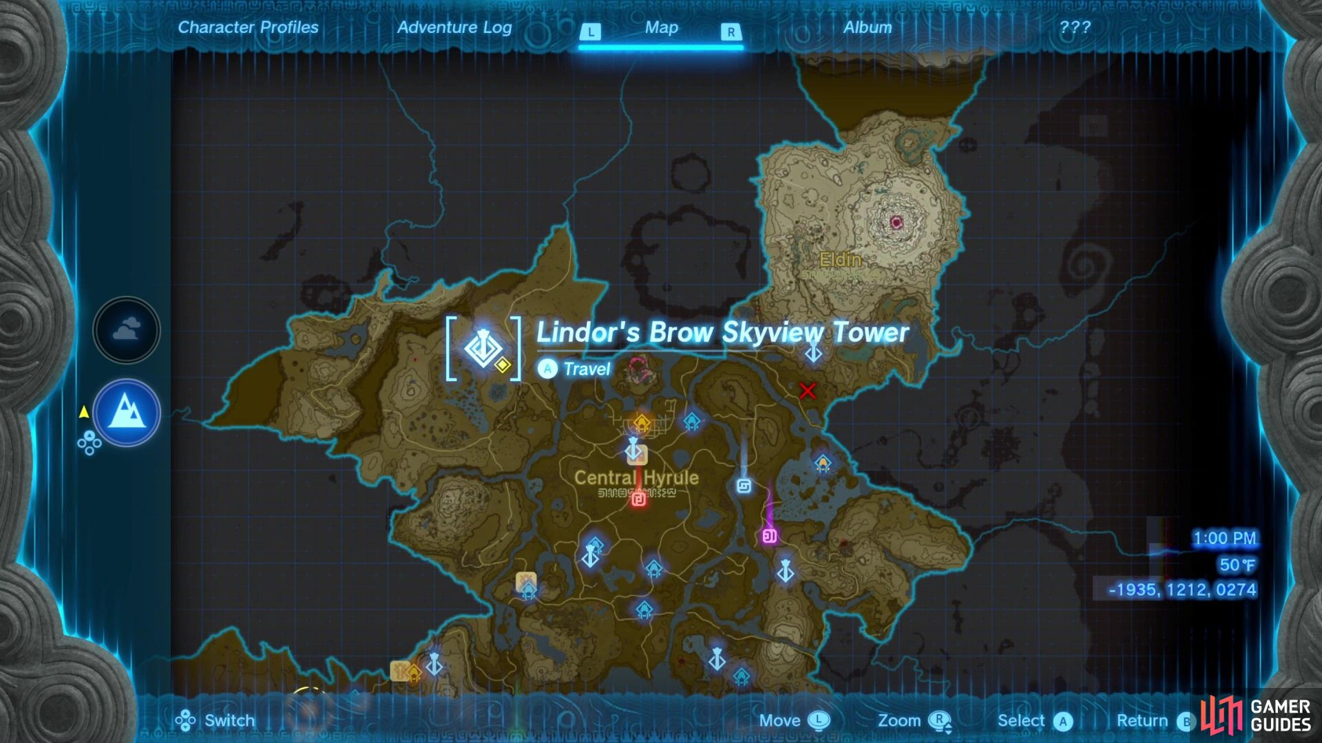 How to Activate Lindor's Brow Skyview Tower - Central Hyrule - Towers ...
