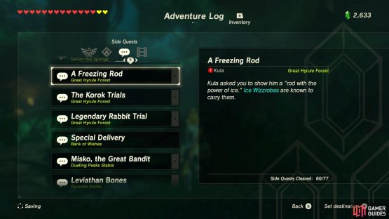 A Freezing Rod - Woodland Region - Side Quests | The Legend of Zelda ...